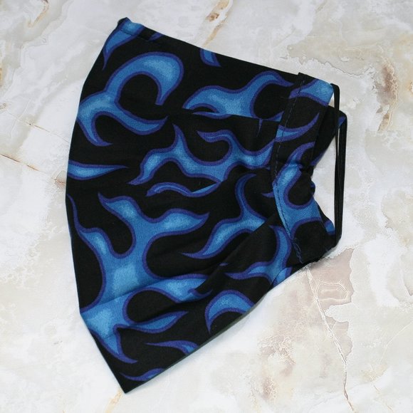 Hand Crafted | Accessories | Hand Crafted Kids Blue Flames Face Mask ...